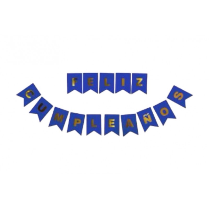 Letrero Feliz Cumpleaños Azul Rey - Dorado - Fiesta en línea Piñatería ...